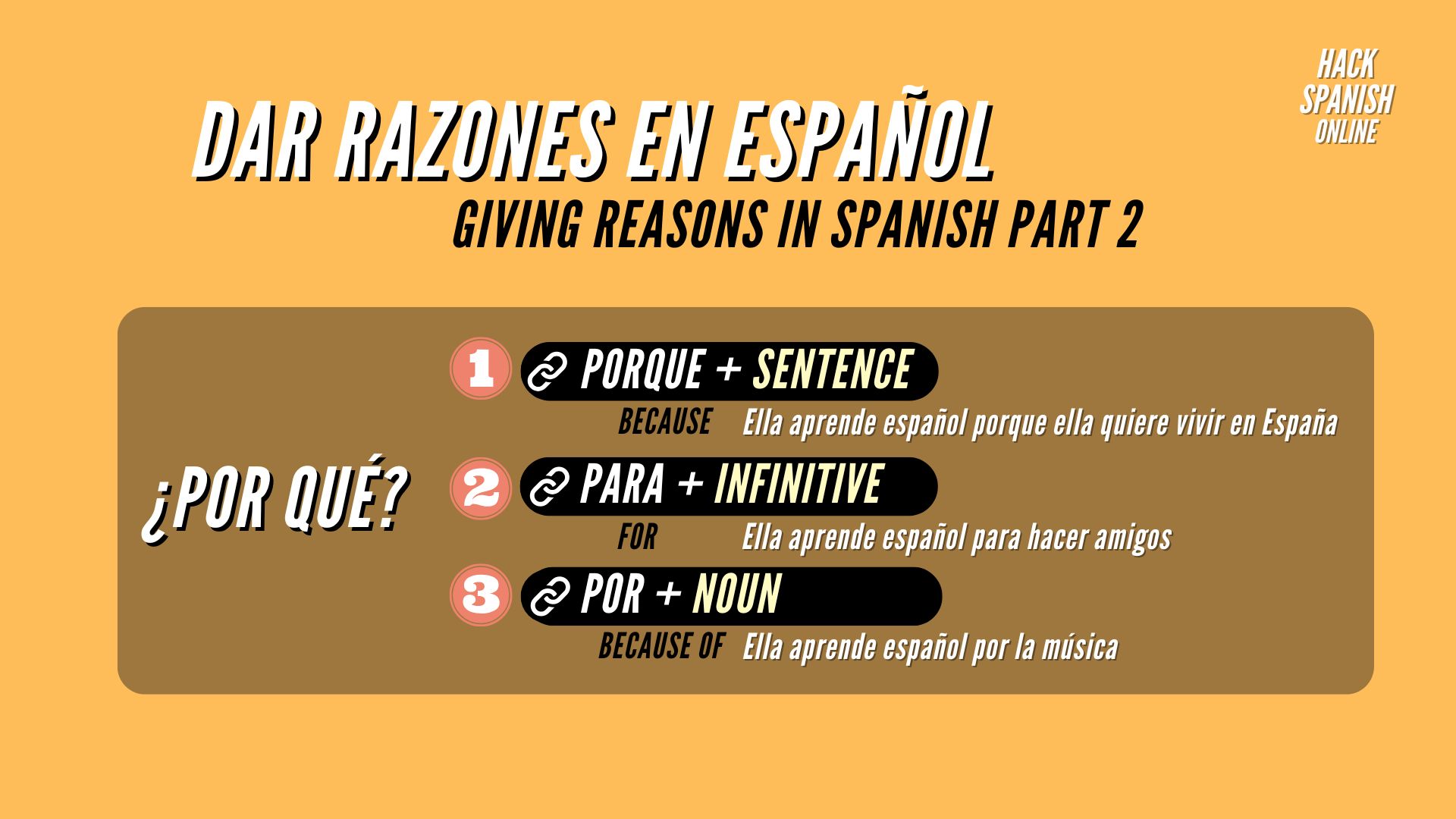 LECCIÓN 6 Dar Razones en Español Parte 2